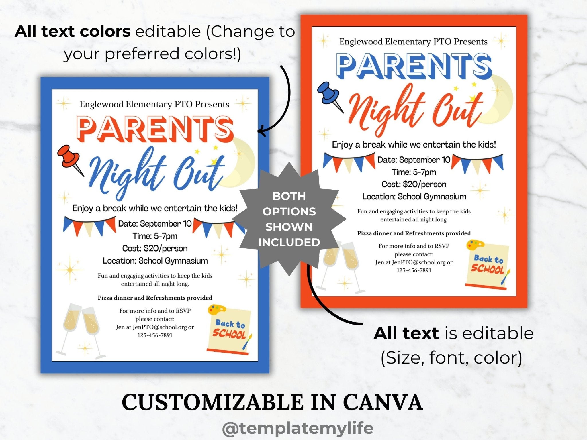 Back to School Parents Night Out Invitation Flyer Template – Template ...