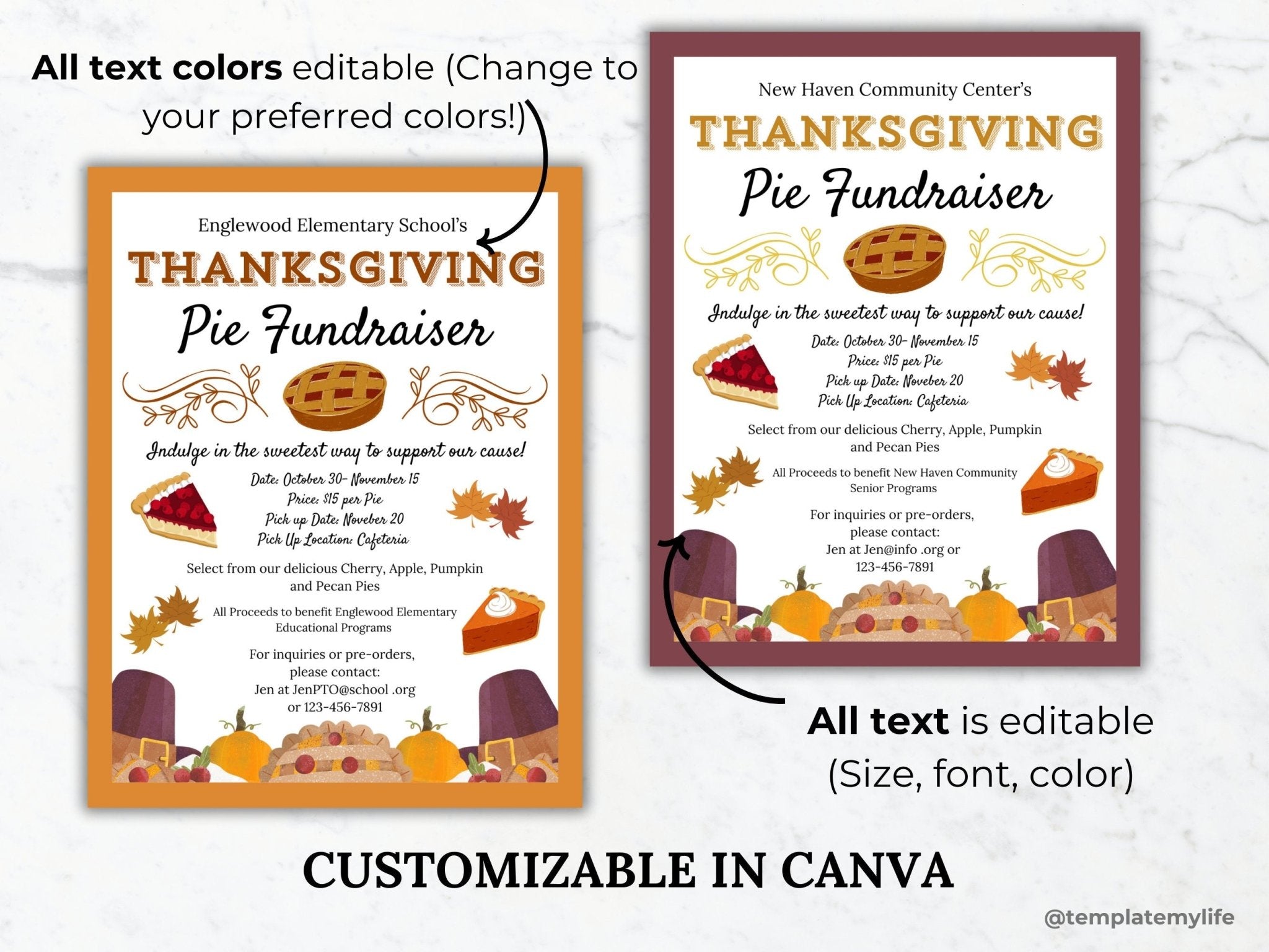 Fall Fundraiser Flyer Editable Template Bundle – Template My Life | TML ...