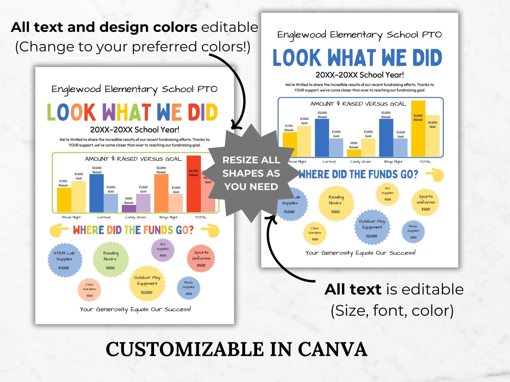 Fundraising Achievement Flyer Template - PTO, PTA, Sports, Schools ...