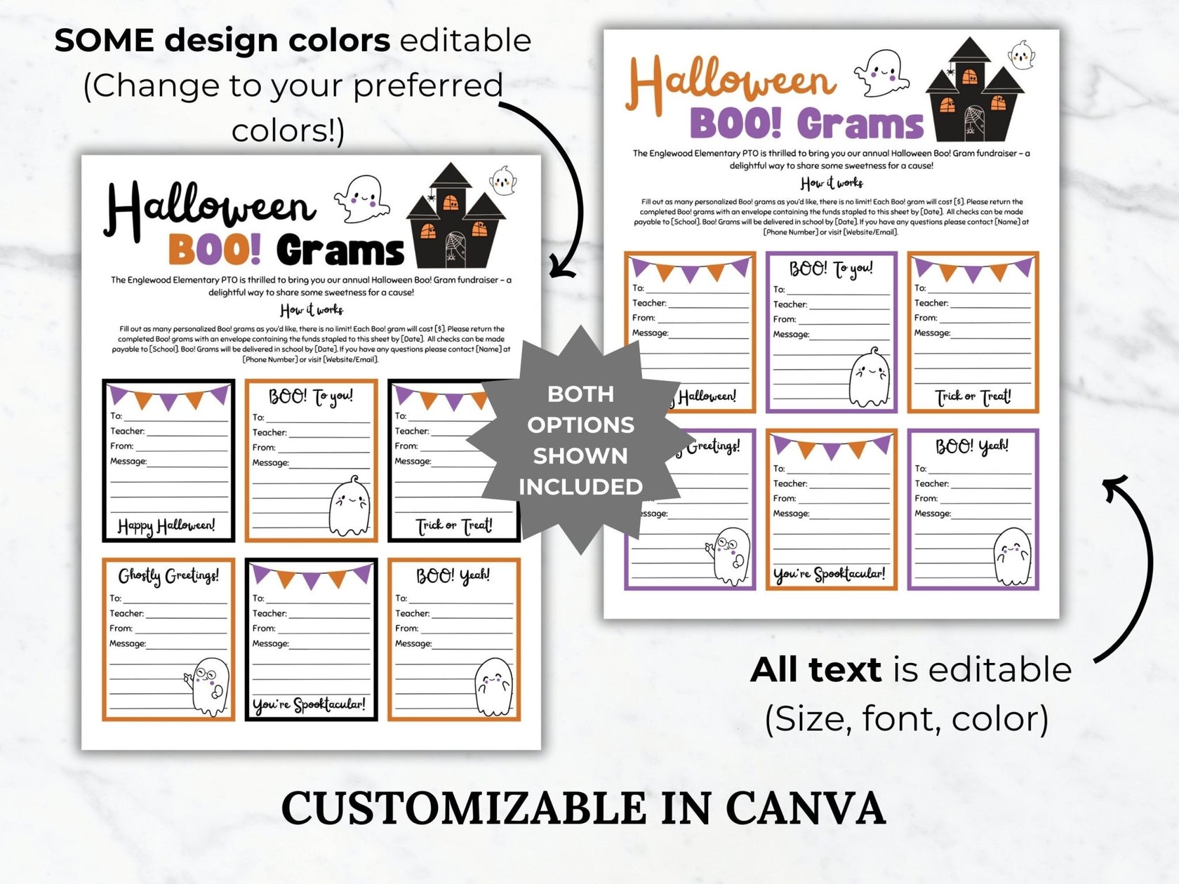 Halloween Candy Gram Flyer Template Halloween Boo Gram printable ...