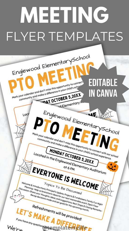Halloween PTO/PTA Meeting Flyer Template – Template My Life | TML Design