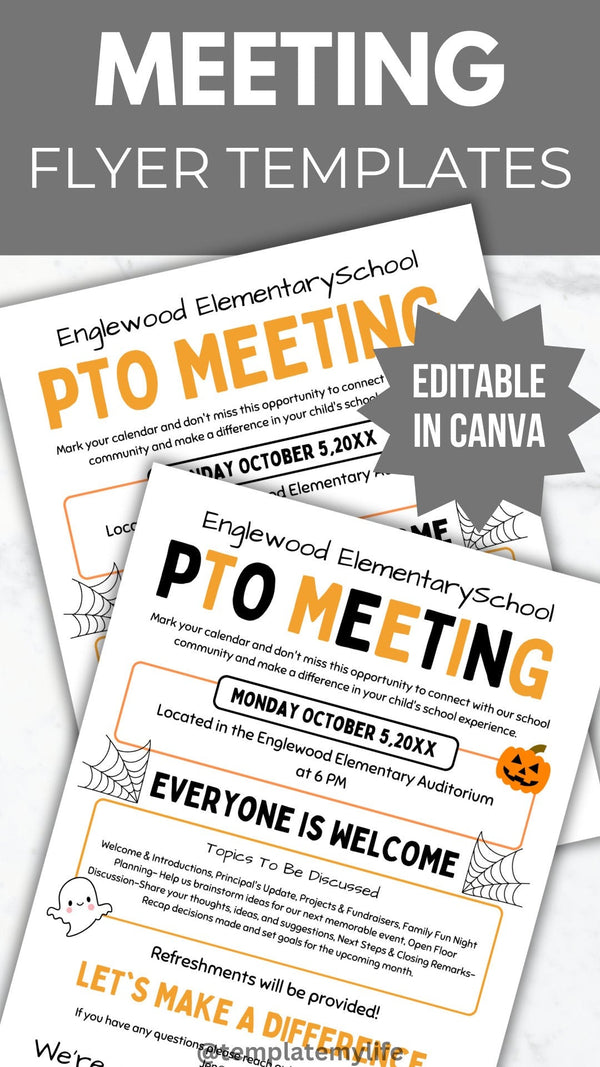 Halloween PTO/PTA Meeting Flyer Template – Template My Life | TML Design