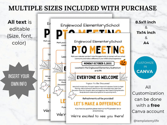 Halloween PTO/PTA Meeting Flyer Template – Template My Life | TML Design