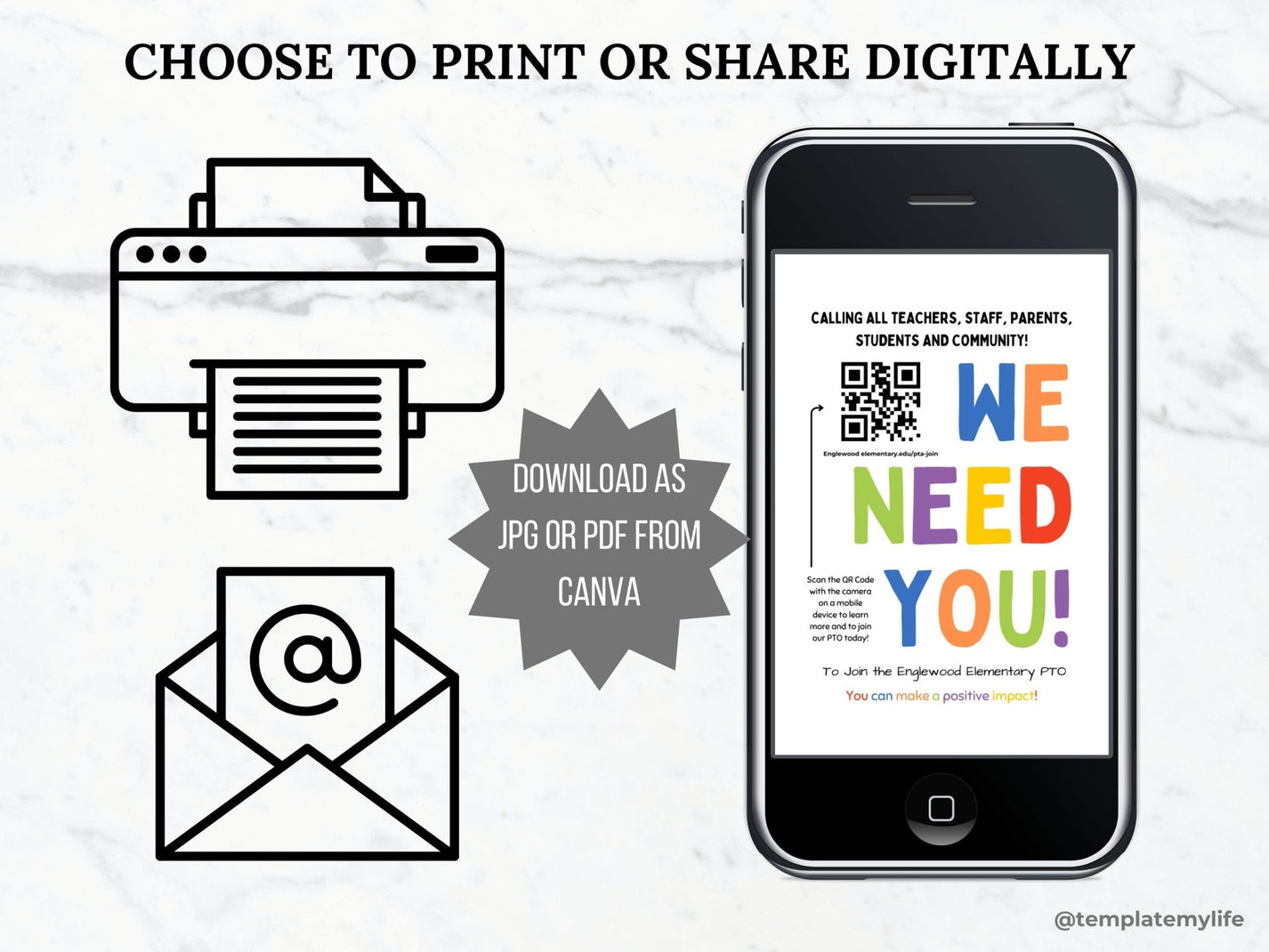 QR Code PTA/PTO Recruitment Flyer Template - Engage & Recruit Easily ...