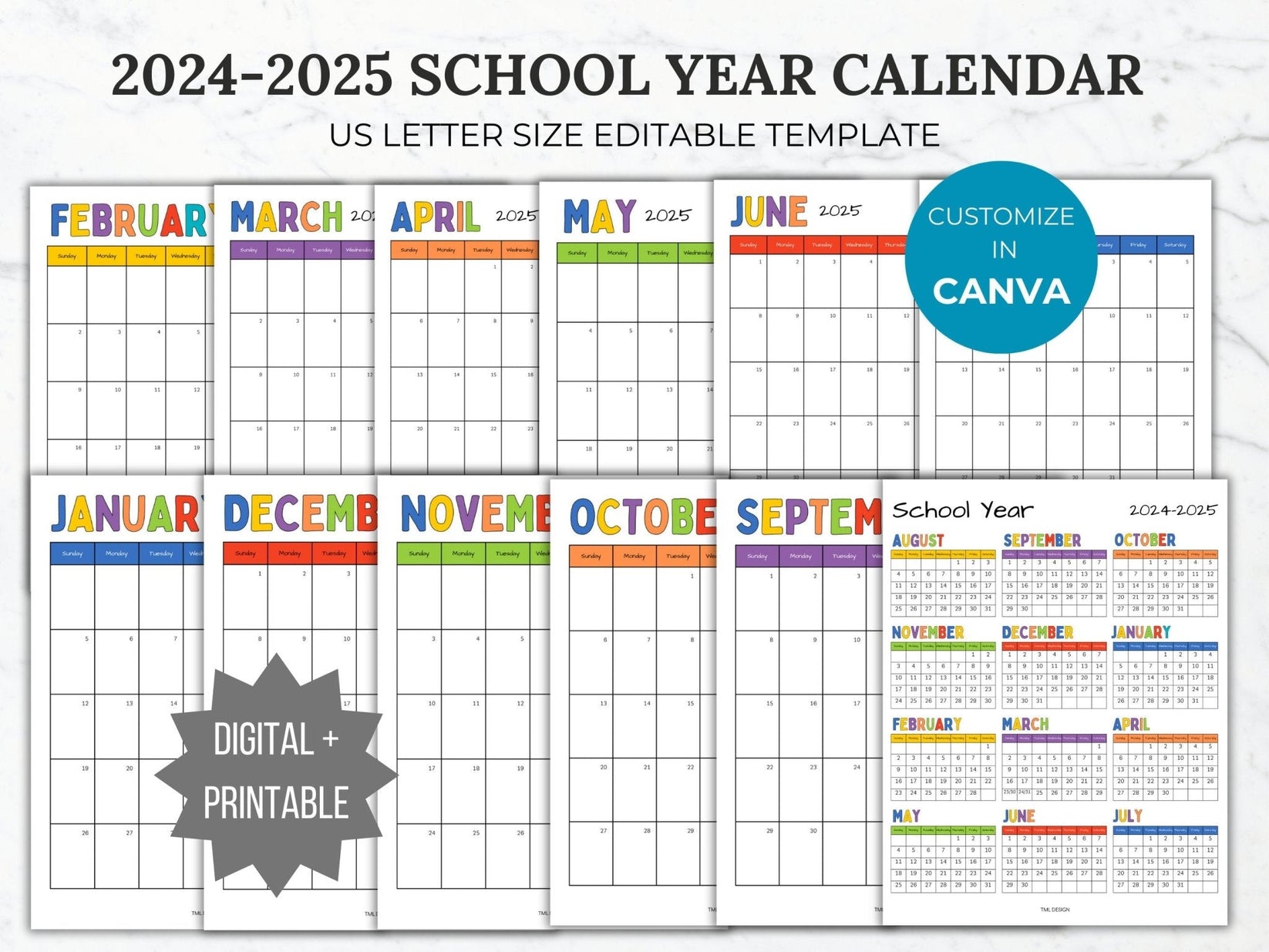 Editable 2024-2025 School Year Calendar Template - Stay Organized ...