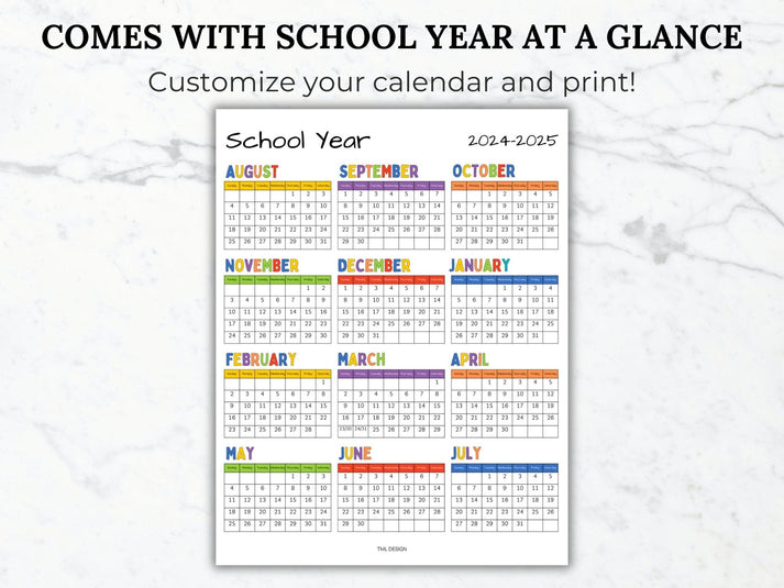 Editable 2024-2025 School Year Calendar Template - Stay Organized ...