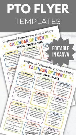 PTO Calendar of Events Flyer editable template - Organize & Engage ...