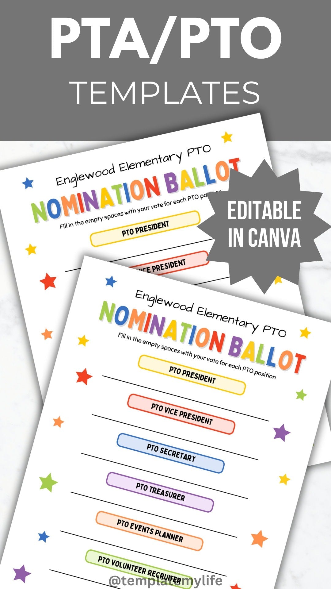 Election Nomination Ballot Editable Template - Easy PTO & PTA Voting ...