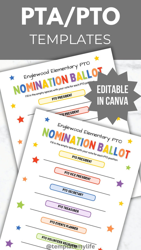Election Nomination Ballot Editable Template - Easy PTO & PTA Voting ...
