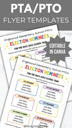 Election Nominee Flyer Template - PTO, PTA & School Organizations ...
