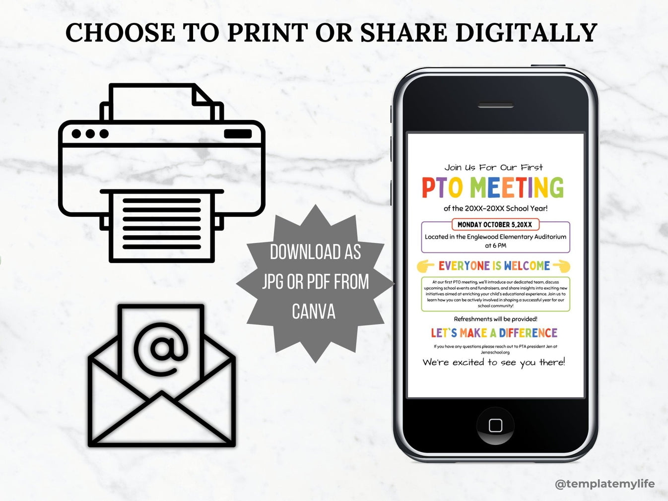 PTO Meeting Flyer Editable Template - Effective Event Announcements ...