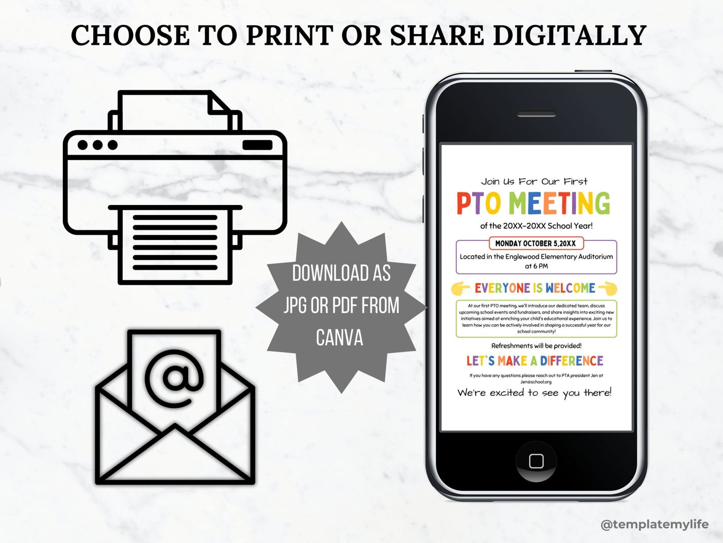 PTO Meeting Flyer Editable Template - Effective Event Announcements ...