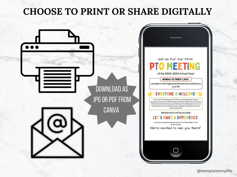 PTO Meeting Flyer Editable Template - Effective Event Announcements ...