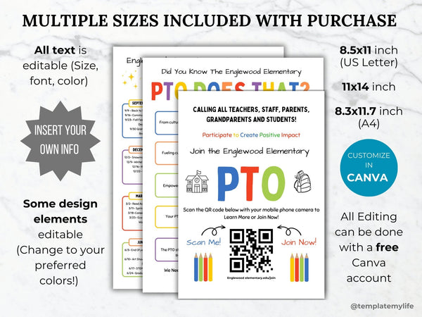Editable PTO/PTA Flyer Template Starter Bundle - Recruitment Essentials ...