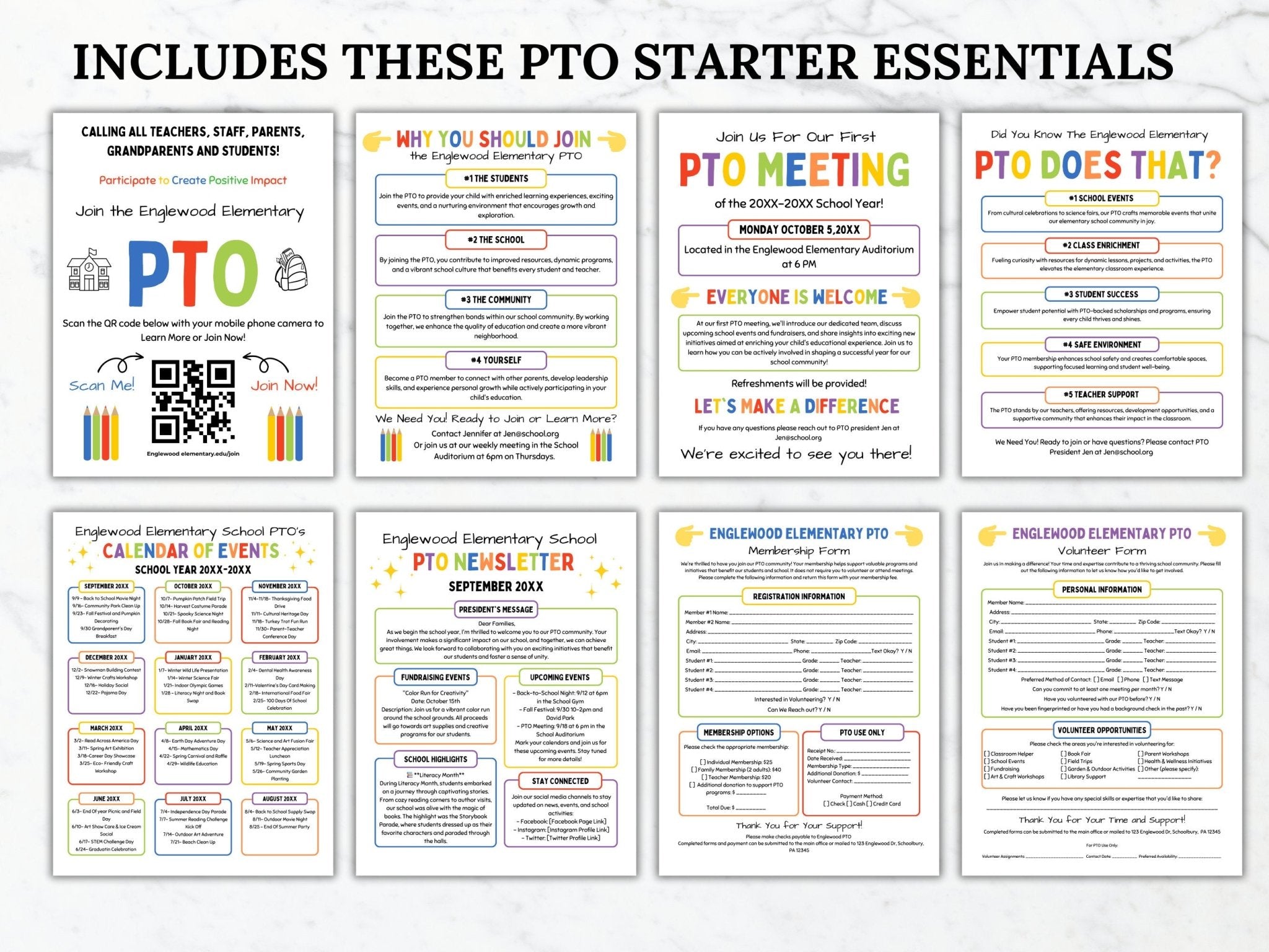 Editable PTO/PTA Flyer Template Starter Bundle - Recruitment Essentials ...
