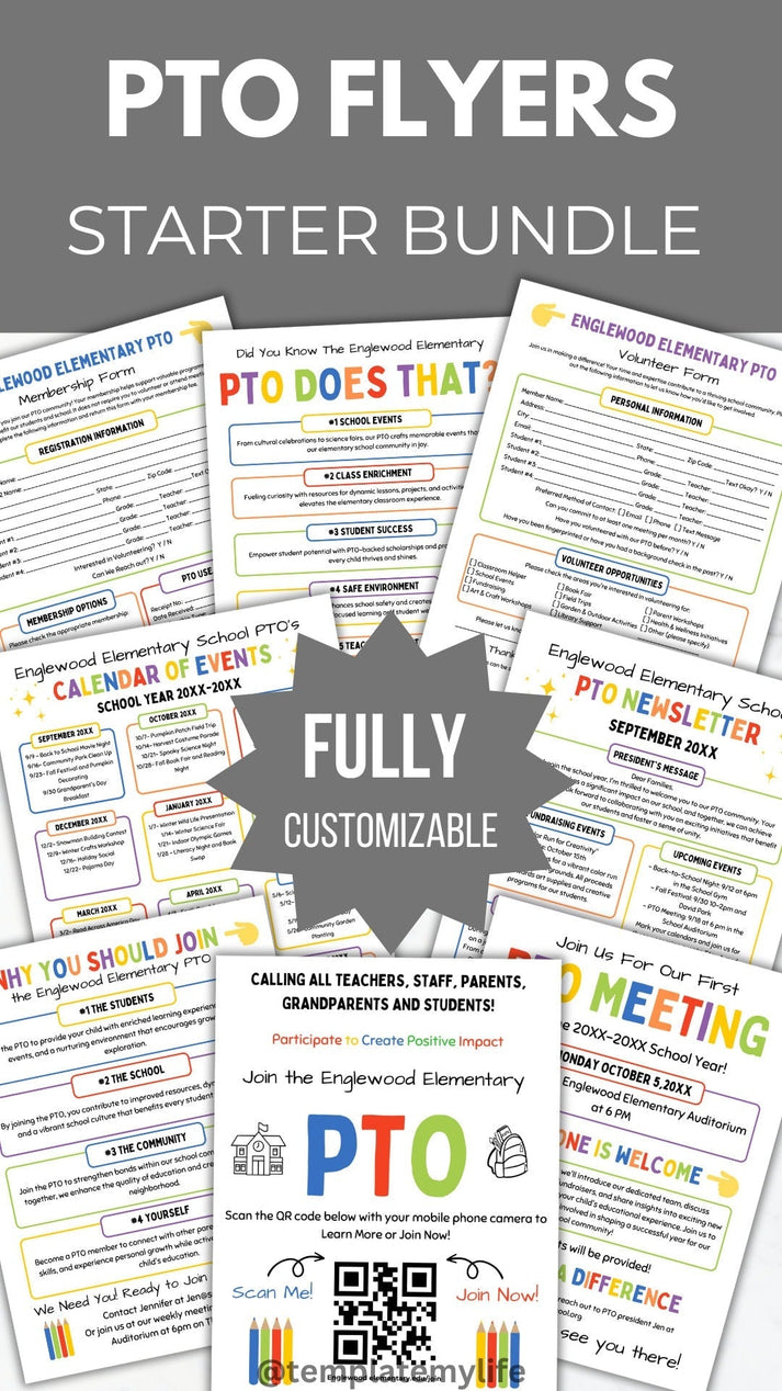Editable PTO/PTA Flyer Template Starter Bundle - Recruitment Essentials ...