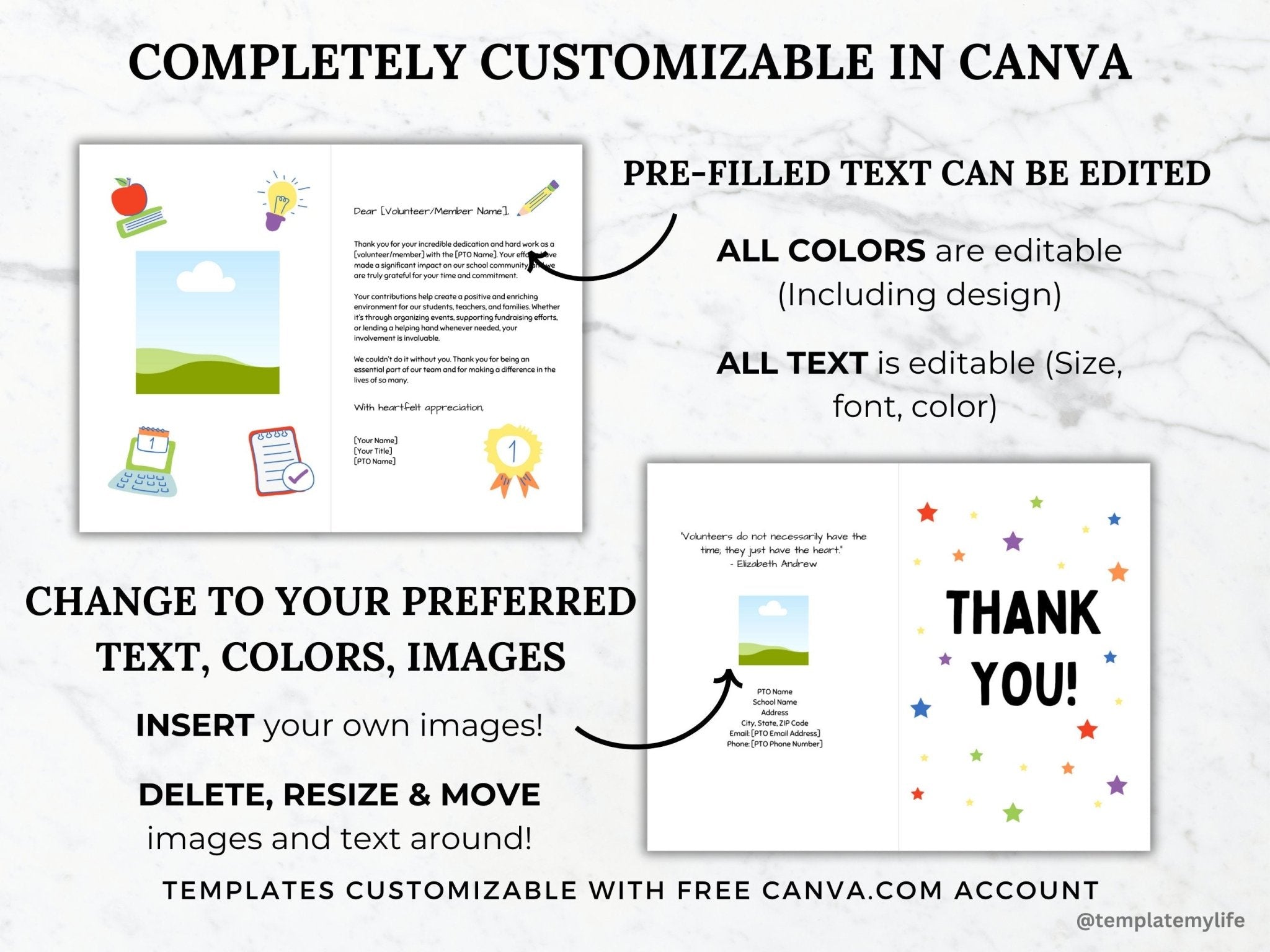 PTO PTA Volunteer and Member Thank You Card Template – Template My Life ...