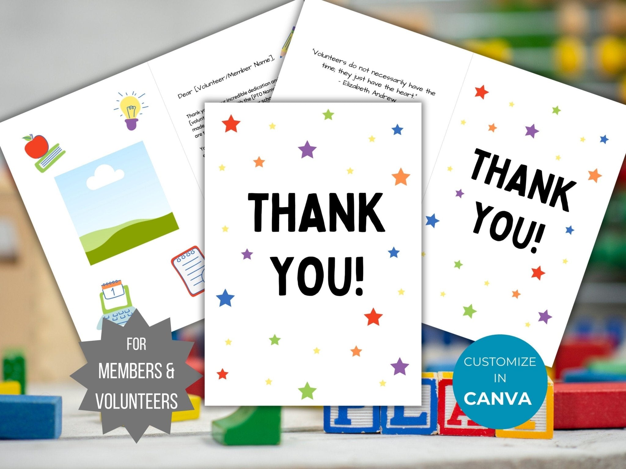 PTO PTA Volunteer and Member Thank You Card Template – Template My Life ...