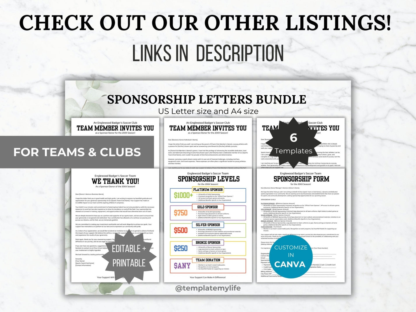 PTO Sponsor Thank You Letter Editable Template - Show Appreciation ...