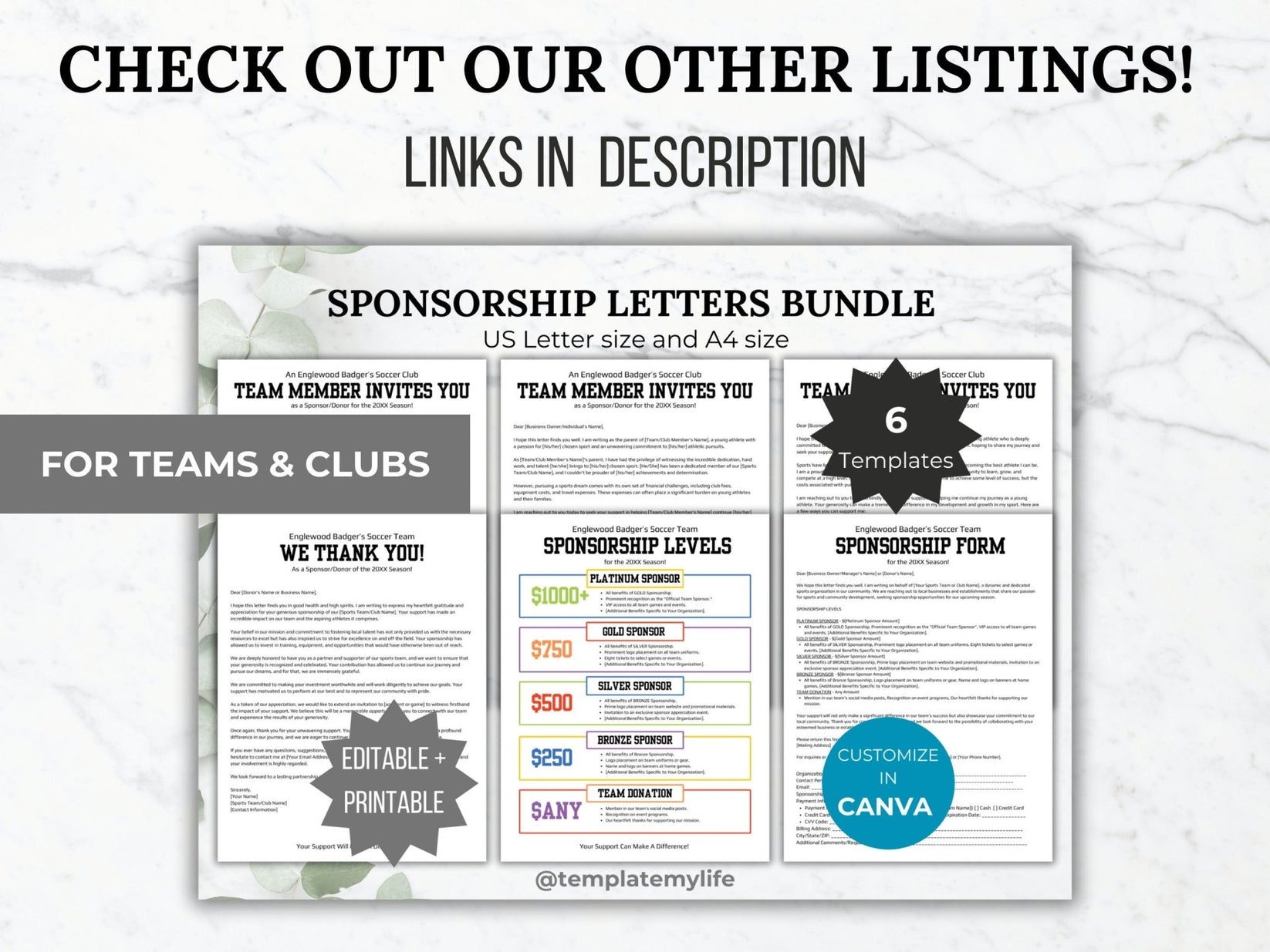 PTO Sponsor Thank You Letter Editable Template - Show Appreciation ...