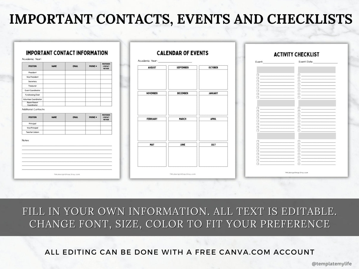 PTO/PTA Room Parent Welcome Packet Template for Parents – Template My ...