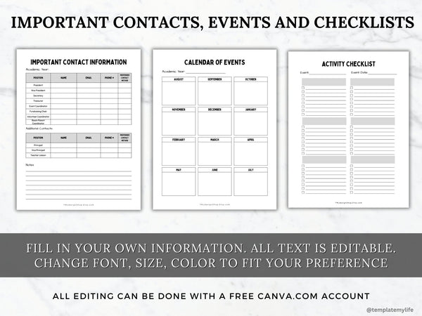 PTO/PTA Room Parent Welcome Packet Template for Parents – Template My ...