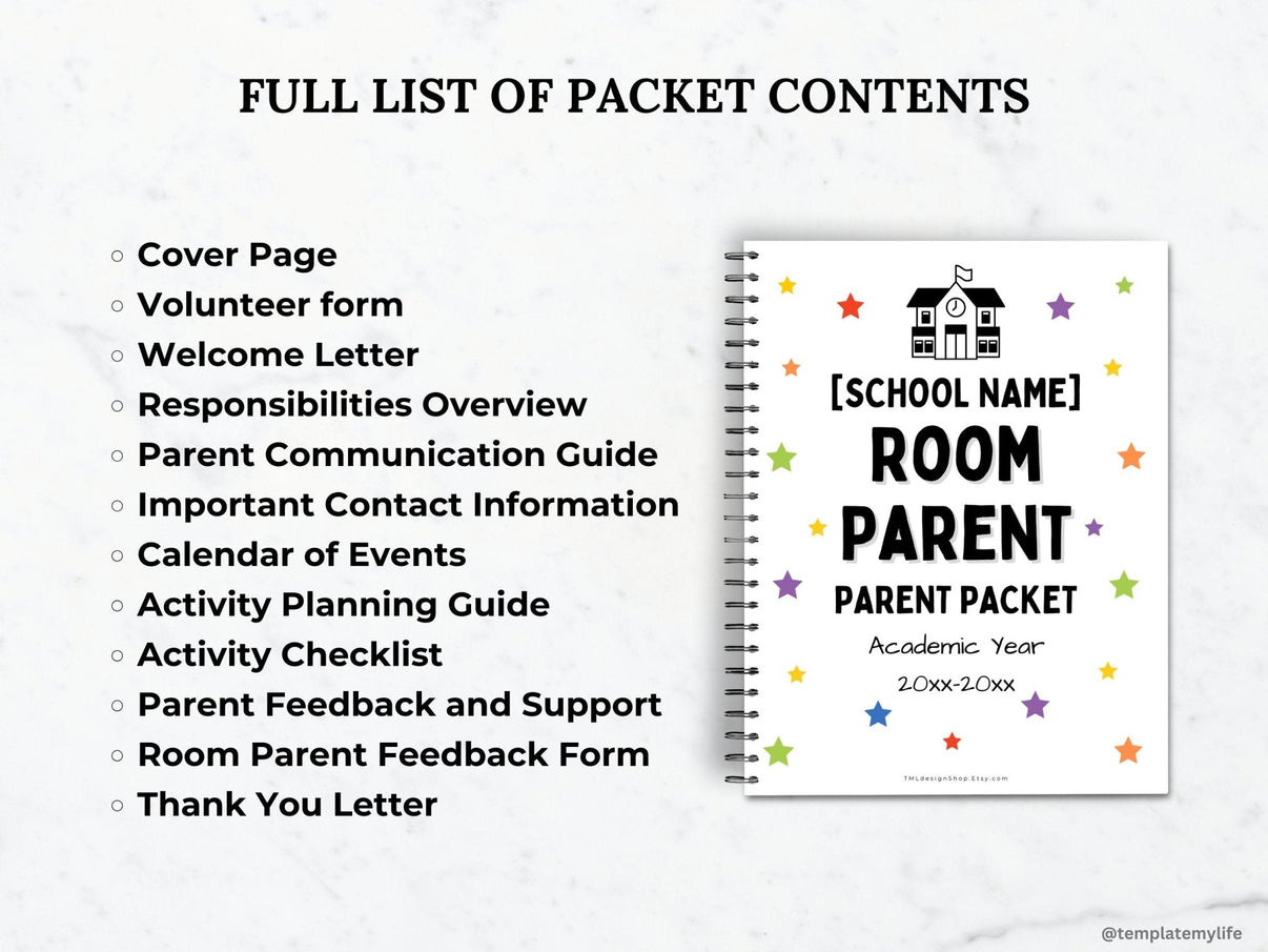 PTO/PTA Room Parent Welcome Packet Template for Parents – Template My ...