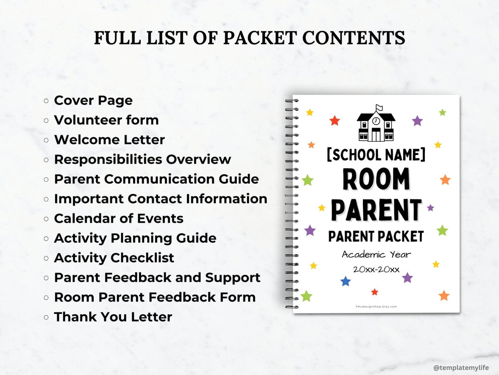 PTO/PTA Room Parent Welcome Packet Template for Parents – Template My ...