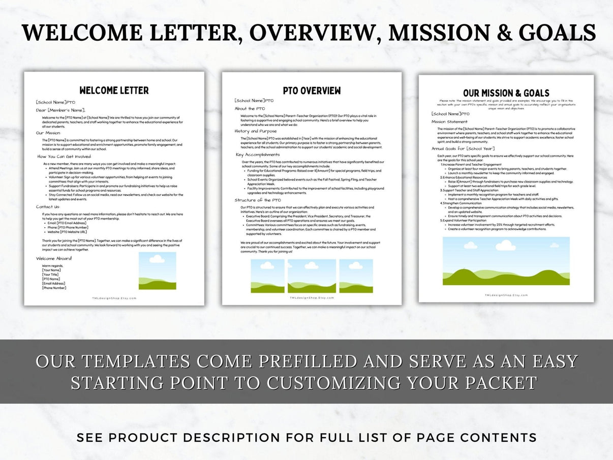 Complete PTO/PTA Welcome Packet - Engage and Inform New Members ...