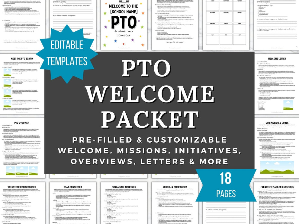 Complete PTO/PTA Welcome Packet - Engage and Inform New Members ...