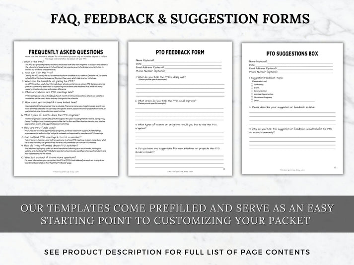 Complete PTO/PTA Welcome Packet - Engage and Inform New Members ...