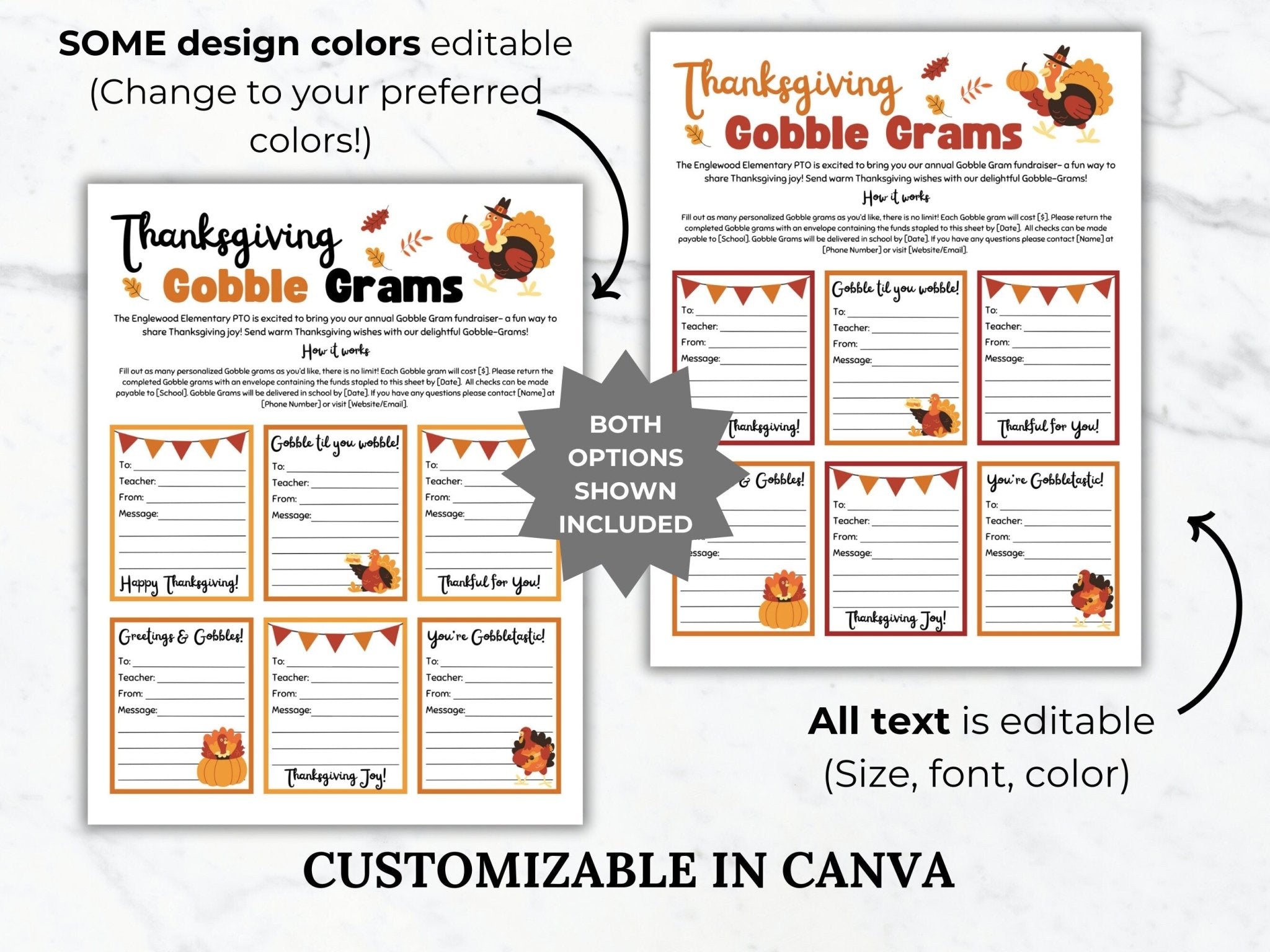 Thanksgiving Gobble Gram Flyer Template Turkey Gram Printable ...