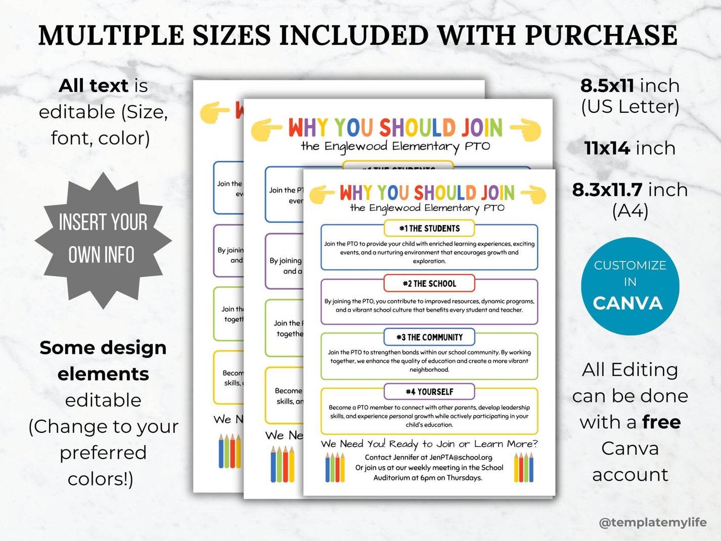 Why Join PTO Flyer Editable Template - Recruitment Made Easy – Template ...