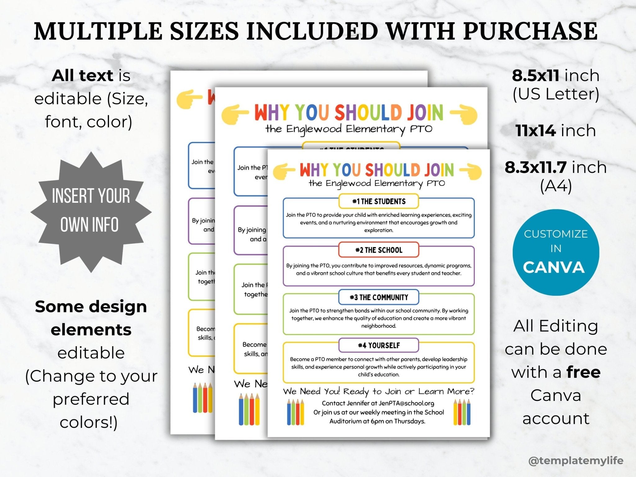 Why Join PTO Flyer Editable Template - Recruitment Made Easy – Template ...