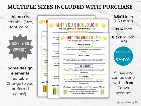 Why Join PTO Flyer Editable Template - Recruitment Made Easy – Template ...