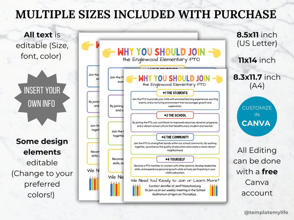 Why Join PTO Flyer Editable Template - Recruitment Made Easy – Template ...